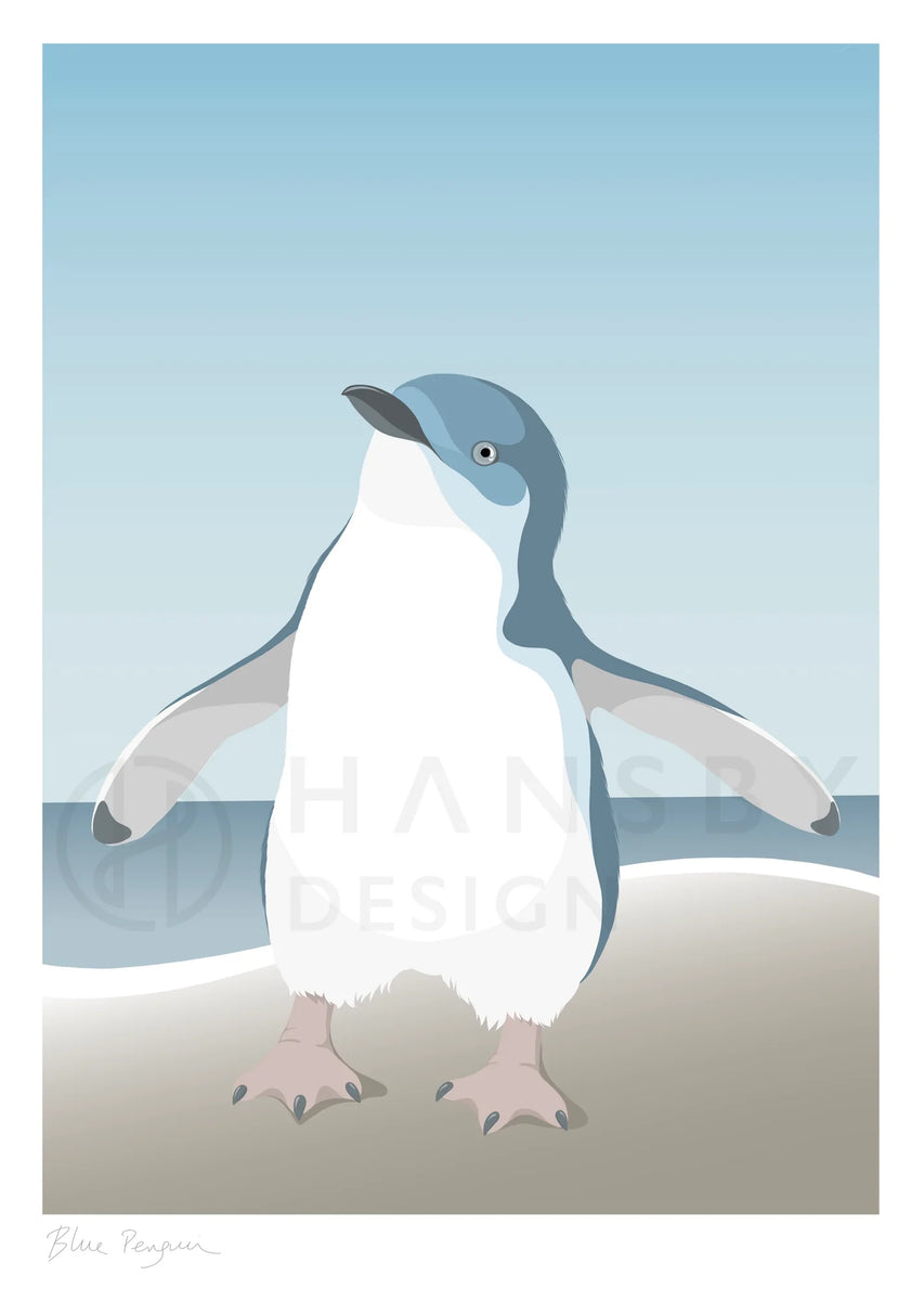 A4 Print Blue Penguin - Hansby Design – Presence On Harbour · Ōamaru ...
